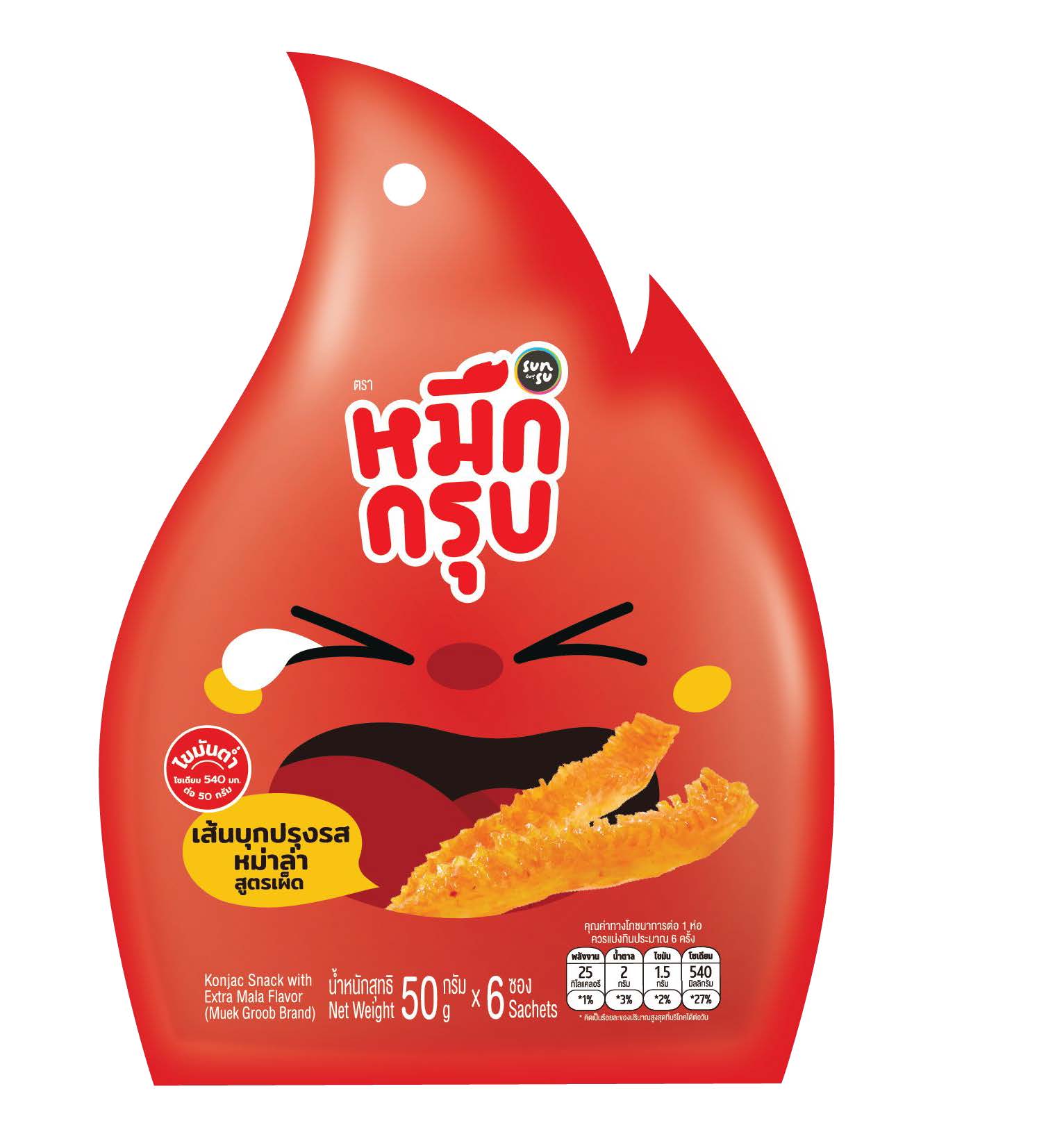 Muek Groob Brand Konjac Snack with Extra Mala Flavor